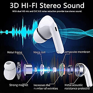 Wireless Earbuds Bluetooth Headphones Waterproof Bluetooth 5.0 Headphones with Extra Bass for iPhone Samsung Android in-Ear Earbuds (E2)