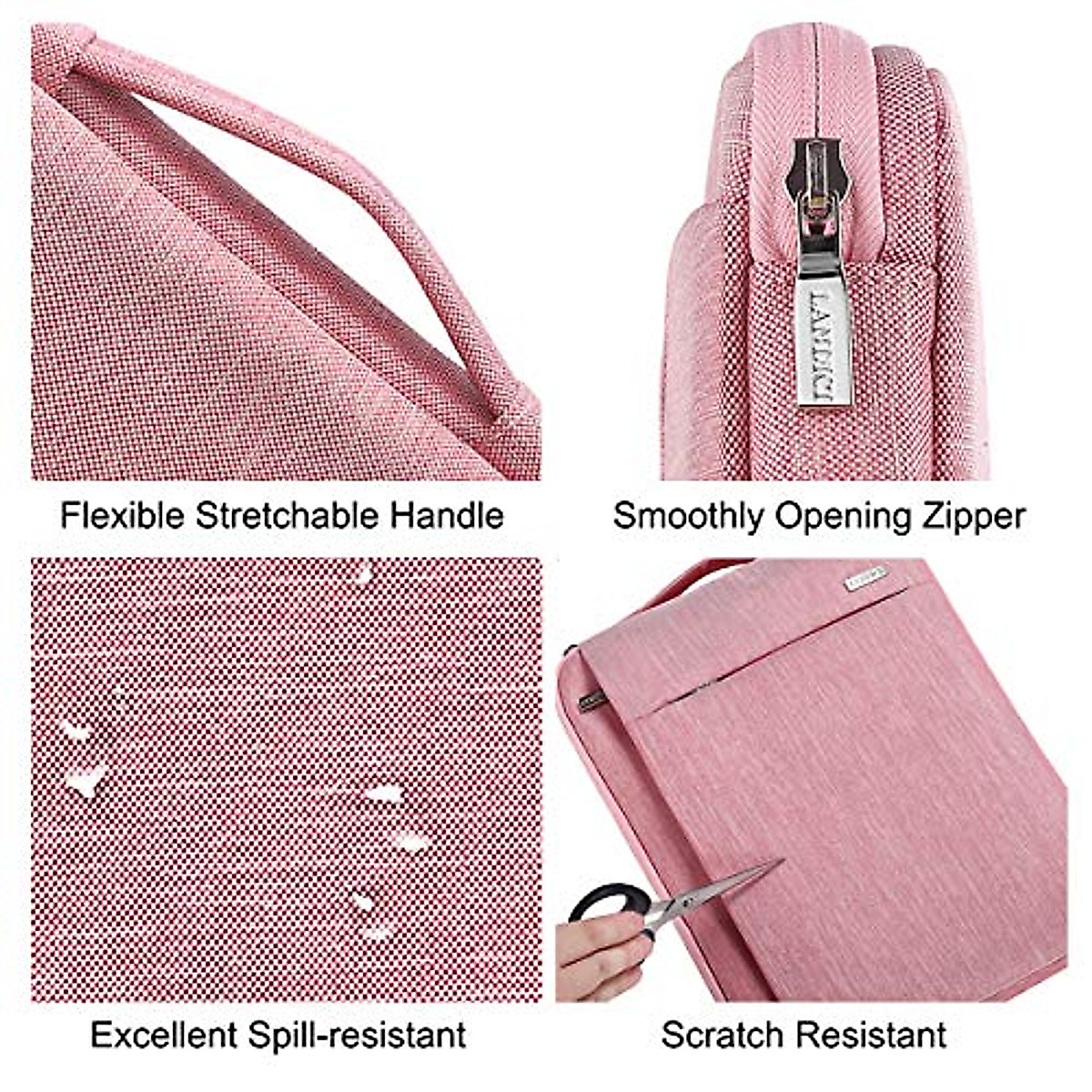 LANDICI 360° Protective Laptop Sleeve 13-14 Inch, Computer Bag Carrying Case for MacBook Air 13 M1/2022 M2, MacBook Pro 13/14 2021, Chromebook 14, Women, Slim, Shockproof, Waterproof, Pink
