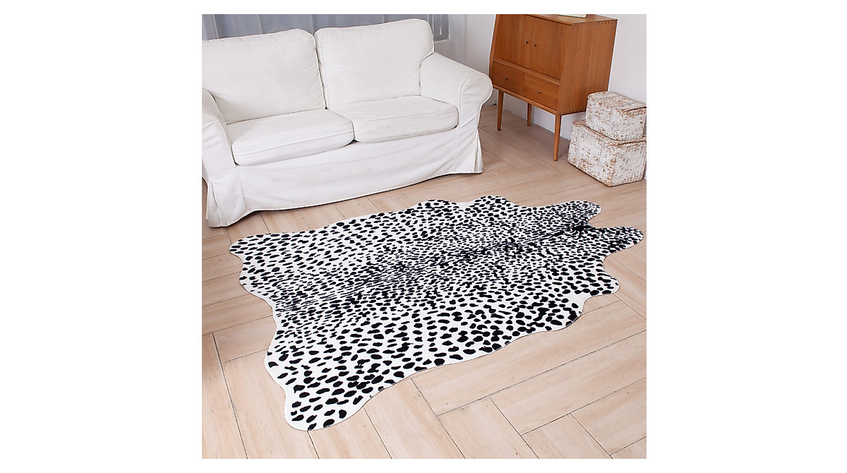 MustMat Black & White Leopard Print Rug - 4.5'x6.2'