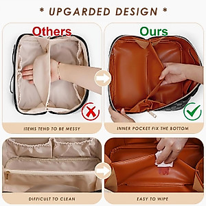 Checker Makeup Bag, Checkered Cosmetic Bag, Large Capacity Travel Cosmetic Bag, Everyday Makeup Bag, Emergency Bag for Teen Girls (WHITE)