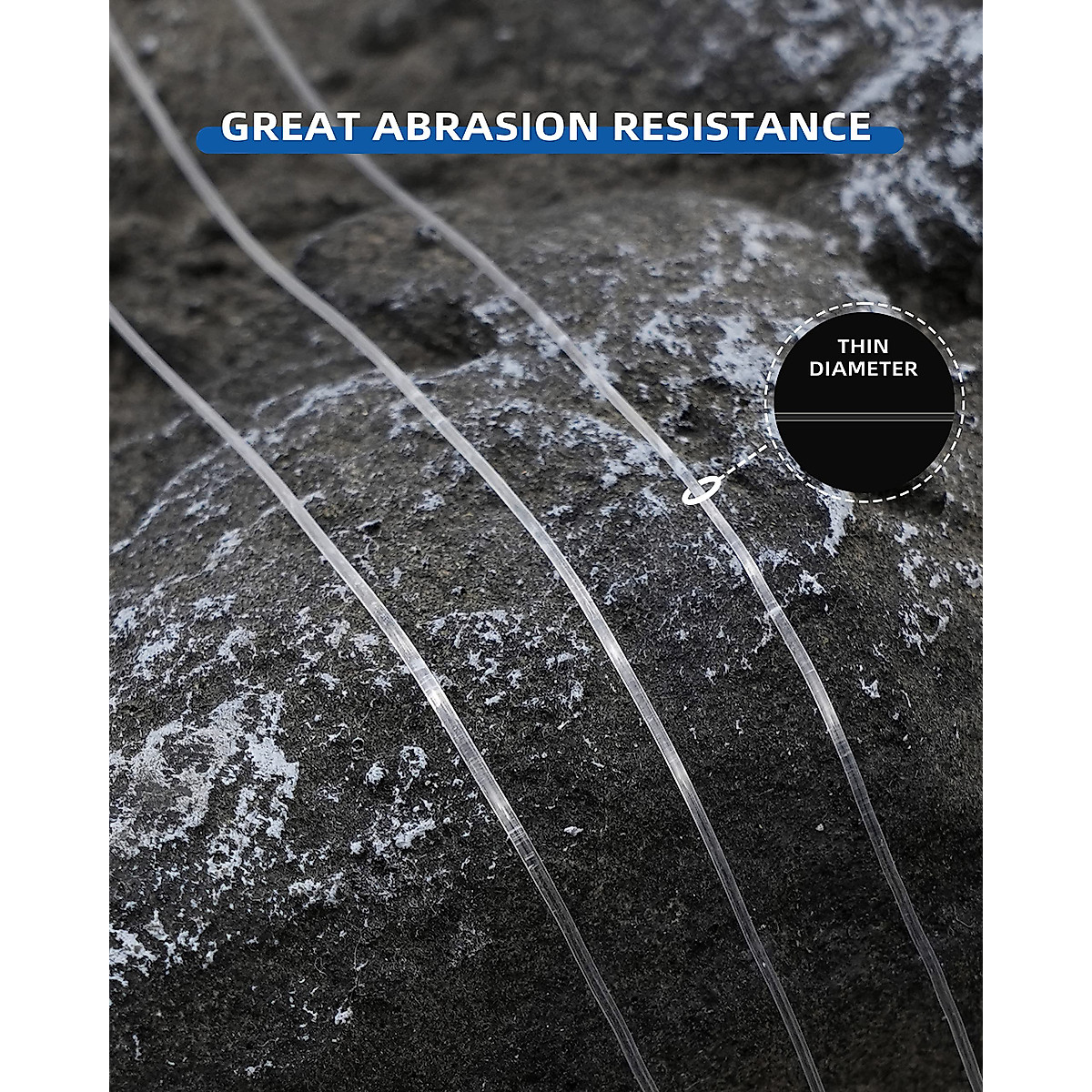 BLUEWING Monofilament Fishing Line Clear Invisible Thin Diameter Fishing String Mono Fishing Line, Dia.1.9mm*50YD*400LB