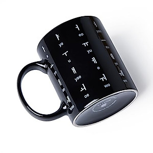 BICETTO Kpop Merch - Korean Alphabet, Korean Gifts, Kdrama Merch, Korean Drama Gifts, Korean Gifts, BTS Cup, BTS Mug, K Drama, 12oz, Stylish, Durable, Microwave Safe, Premium Quality (Carbon Black)