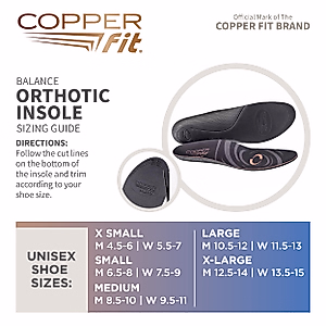 Copper Fit Balance Copper Infused Orthotic Insole, Large