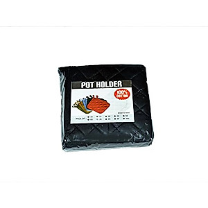 HC Covers 100% Cotton 7" x 7" Inches Pot Holder Non-Slip & Highest Protection & Performance Color - Black - { Pack of 10 } Heat Resistance and Hypoallergenic