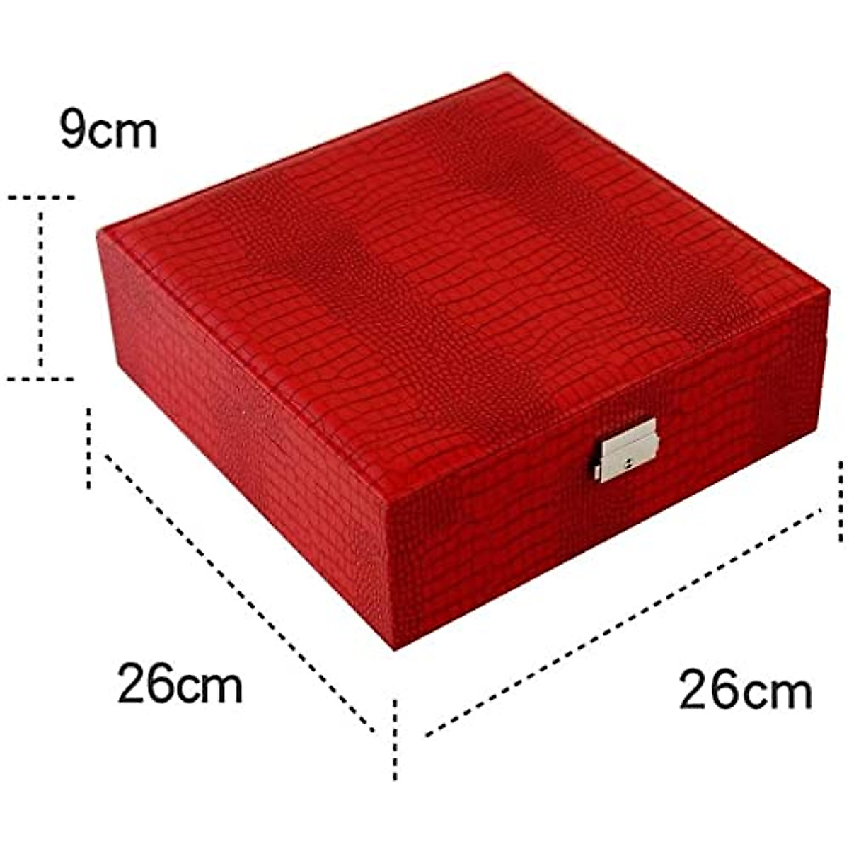 ZZYINH AN207 PU Exquisite Leather Jewlery Box Watch Box with Lock Packaging Jewlery Boxes Earrings Rings Bracelet Display Holder Case Small Jewelry (Color : Red)