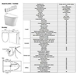 Smart Toilet, Bidet Toilet, Heated Seat, Integrated Multi Function, Tankless Toilet, Smart Bidet, Automatic Flushing, Remote Control, One Piece Toilet, Smart Toilet with Bidet Built In