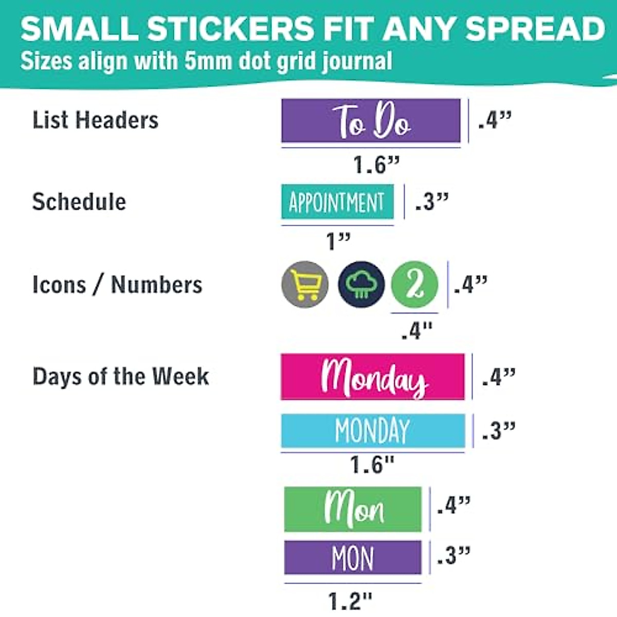 Practical Planner Stickers - Value Pack 48 Sheets, 6 Months of Aesthetic Agenda Stickers for Weekly Planner, Bullet Dot Journal - Planning, Goals, Fitness, Habit Tracking, Days