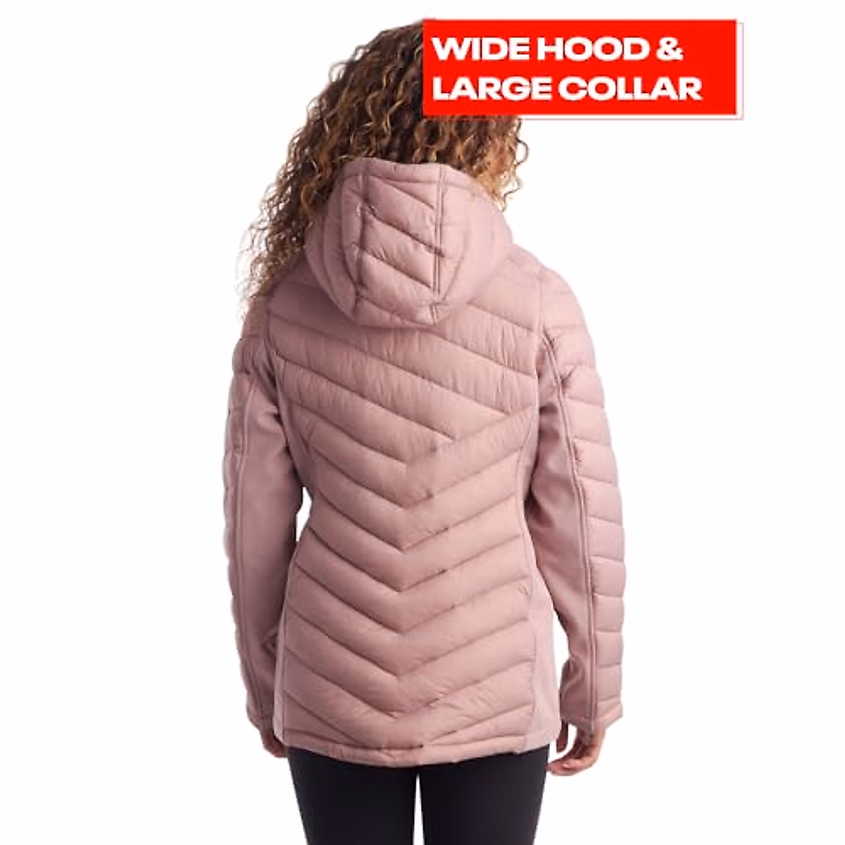 Reebok Women's Jacket - Lightweight Quilted Puffer Parka Coat with Flex Stretch Panels – Casual Jacket for Women (S-XL), Size Large, Dusty Rose