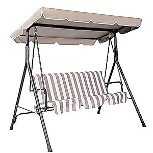 Swing Canopy Replacement, Waterproof Swing Top Cover Canopy Replacement Garden Patio Porch Yard Outdoor, Top Cover Only (74'' x 45'') (Khaki)