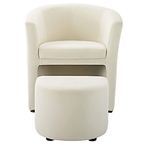 Modway Divulge Performance Velvet Armchair and Ottoman Set in Ivory