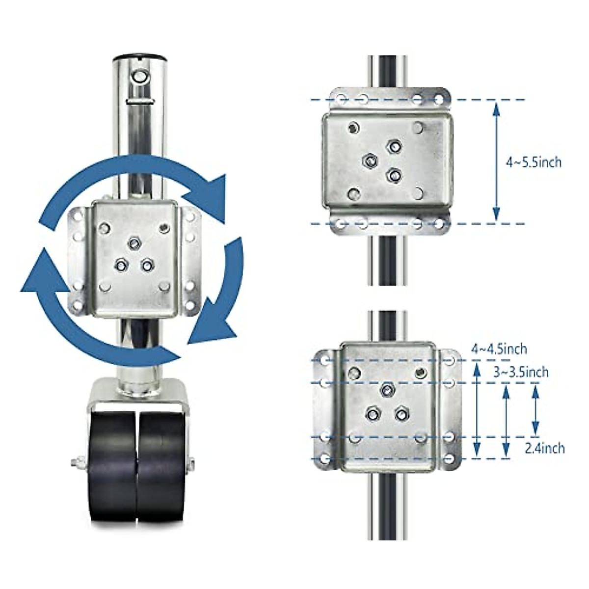 Aukayne Trailer Jack with Wheel- 2000 LBs, Heavy Duty Longer Lifespan Boat Trailer Jack, 12" Lift Galvanized
