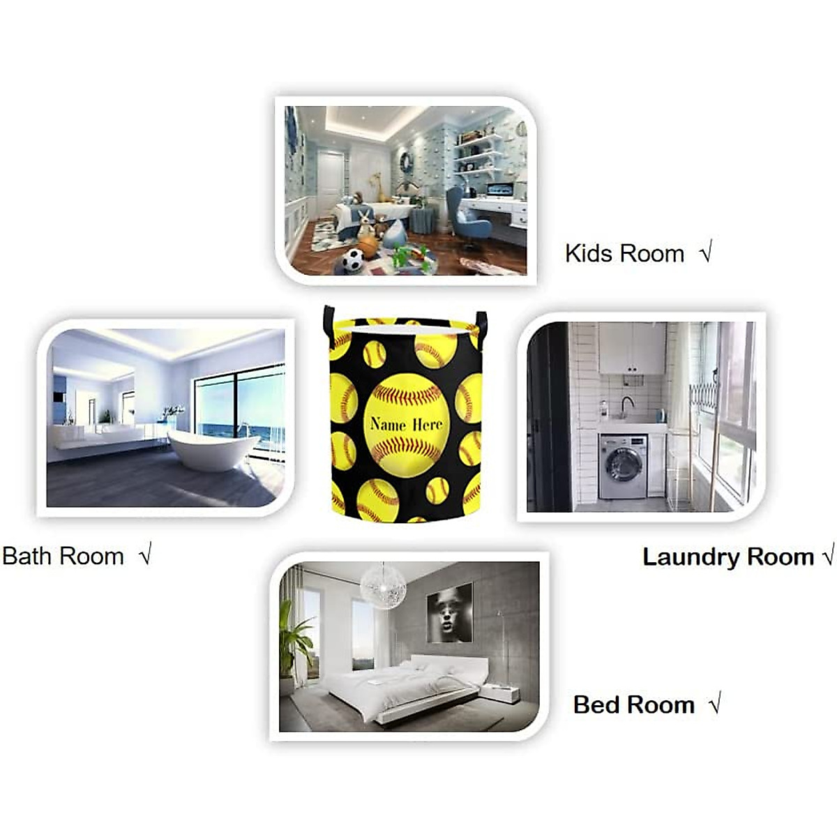 Personalized Custom Elephant Laundry Baskets with Name Collapsible Clothes Storage Basket with Handle for Bathroom Bedroom Kitchen