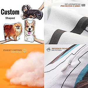 VEELU Custom Pet Pillows with Photo, Personalized Pet Photo Pillows, 3D Printing Dog Cat Shaped Pillow for Pet Lover Gifts Bedding Decoration Birthday Thanksgiving Christmas Height 12 Inch