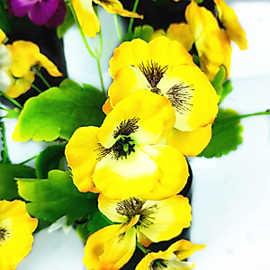 QIANYUN Artificial Pansies 4PCS Wildflower UV Resistant Outdoor Decoration-Fall Decor Faux Plastic Daisy Greenery Shrub Plant Garden Porch Window Box Home Wedding Farmhouse Decor (Purple)