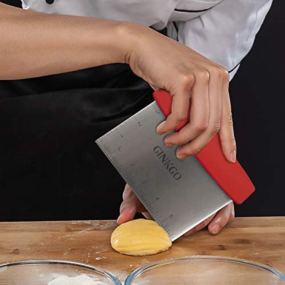 GINKGO Stainless Steel Bench Scraper Red and Blue