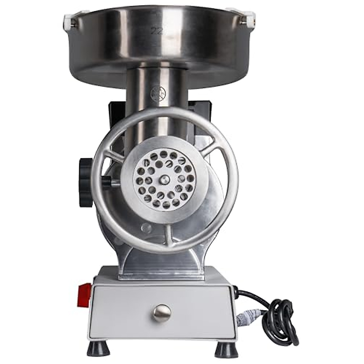 MEAT! 1 HP Meat Grinder with 3 Stuffing Tubes, 2 Stainless Steel Grinding Plates, and a Stainless Steel Stuffing Plate for Making Ground Meat