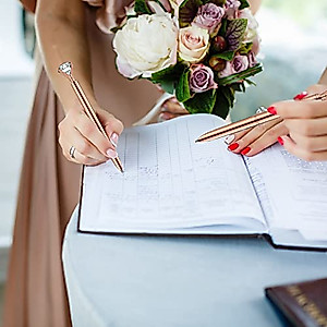 Vin Beauty 7 Pcs Rose Gold Ballpoint Pen Set Metal Crystal Diamond Pen Liquid Sand Glitter Ballpoint Pens Black Ink Retractable Pen Gifts for Wedding Office School Desk Supplies