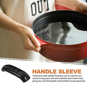 Kichvoe Silicone Assist Handle Holder Grip, 10Pcs Cast Iron Skillet Handle Covers Non Slip Pot Grip Handle Sleeve Hot Handle Holder Wok for Frying Pans Griddles Black