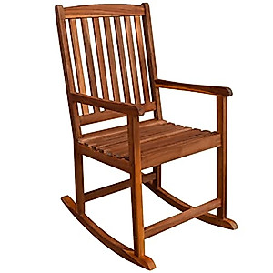 SLGSDMJ Outdoor Rocking Chair, Wooden Rustic High Back All Weather Rocker, for Indoor, Backyard & Patio Outdoor Rocking Chair Acacia Wood