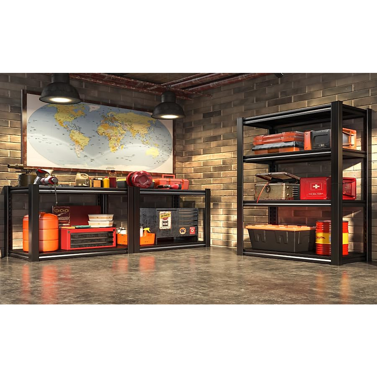 Raybee Garage Shelving Metal Shelving Unit Adjustable Heavy Duty Shelving Metal Shelves for Storage 4 Tier Industrial Shelving Rack Black 57" H x 39.4" L x 19" W