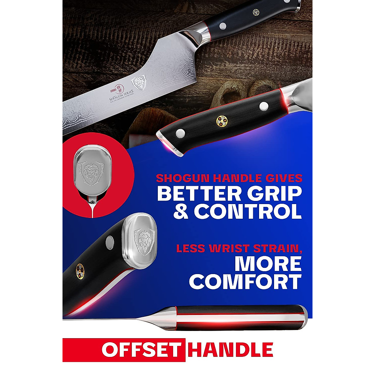 Dalstrong Slicing Knife - Offset Blade Carving Knife - 12 inch - Shogun Series ELITE - Japanese AUS-10V Super Steel Kitchen Knife - G10 - Damascus - Vacuum Treated - Sheath - Bread Knife, Meat Slicer