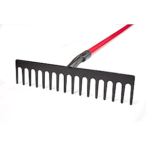 Bully Tools 92369 18" Stone Rake with Long Fiberglass Handle