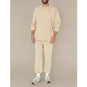 Amazon Essentials Relaxed-Fit Sweatpants for Men - Closed-Bottom, Big & Tall Options, Tan, Medium