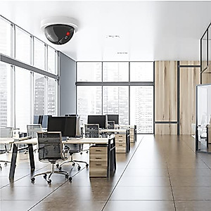 WALI Dummy Fake Security CCTV Dome Camera with Flashing Red LED Light with Security Alert Sticker Decals (SDW-2), 2 Packs, White