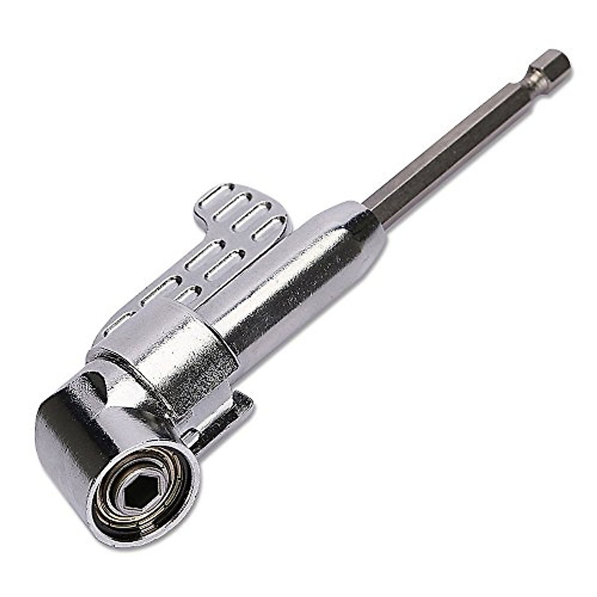 QISF 2Pcs 105 Degree 1/4 Inch Right Angle Drill Adapter Hex Shank Screwdriver Angled Bit Holder Power Drill Tool(1Pcs Short & 1Pcs Long) + 1Pcs Flexible Angle Extension Bit Kit for Screwdriver &Drill