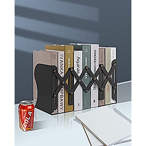 MSDADA Adjustable Bookends, Bookends for Heavy Book, Expandable Book Organizer for Office, School, Libraries, Extends up to 19 inches (Black)