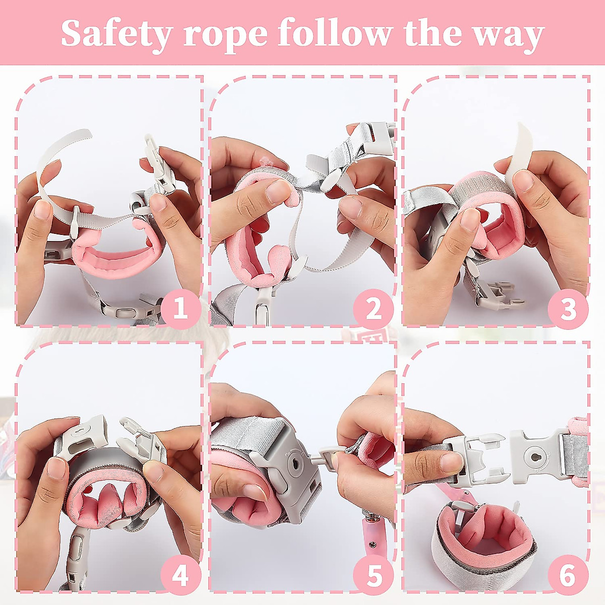 Toddlers Leash for Girls,Child Harness Leashes for Toddlers,Safety Baby Leashes Anti Lost Wrist Link 4 in 1 Walking Wristband Assistant Strap Reflective Back Belt Pink The Best Gift(Butterfly)