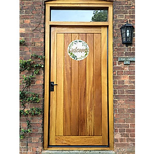 Rustic Wooden Hanging Decor Welcome Sign for Front Door or Covered Outdoor Porch, Farmhouse Home Outdoor Indoor Decor, White (12*12 inch)