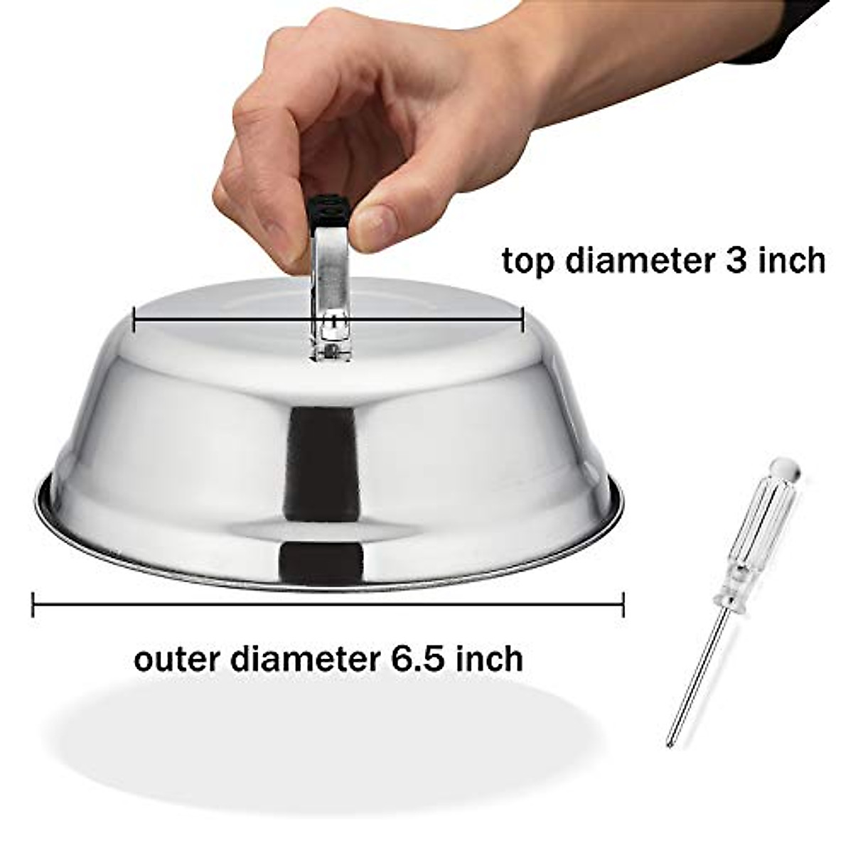 6.5In Cheese Melting Dome, HaSteeL Stainless Steel Small Round Basting Steaming Cover, Heavy Duty Griddle Grill Accessories for Kitchen Cooking Flat Top BBQ Indoor & Outdoor, Dishwasher Safe - 4 Packs