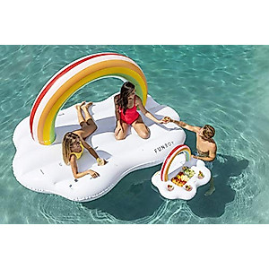 FUNBOY Giant Inflatable Luxury Rainbow Cloud Daybed and Rainbow Cloud Drink Cooler Pool Float Bundle, Perfect for a Summer Pool Party