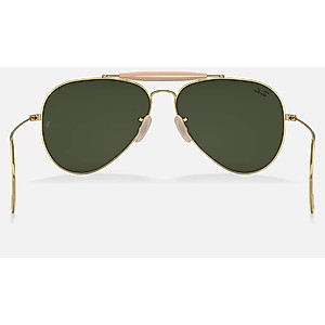 Ray-Ban rb3030 outdoorsman l0216 58m arista/green crystal Round Sunglasses for men for women + Bundle with designer iwear eyewear kit