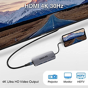 Kinivo 710UC USB-C Hub with USB C to HDMI Adapter - 25CM (4K 60Hz, 7 Ports- 3 USB 3.0 Ports, HDMI Port, 100W PD, SD and TF Card Readers)
