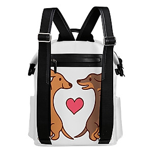 ALAZA Dachshund Love Heart Casual Backpack Lightweight Travel Daypack Bag