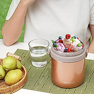 Tajavl Bento Lunch Box, 64oz Thermos for Hot Food, 3-Tier Stackable Insulated Food Jar, Vacuum Stainless Steel Leakproof Soup Container for School Office Outdoors