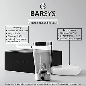 Barsys Smart Coaster Cocktail Machine - Automated Cocktail Maker for a Home Bar - Barsys Coaster + APP for at Home Cocktails – Simple Design, Easy to Clean (Coaster + Cocktail Mixer Cup)