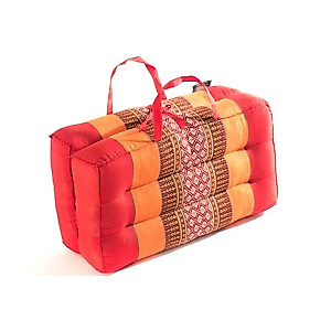 Zafuko Foldable Cushion - Cherry/Peach - organic Kapok filling, use folded and unfolded for meditation, soft yoga prop, portable cushion