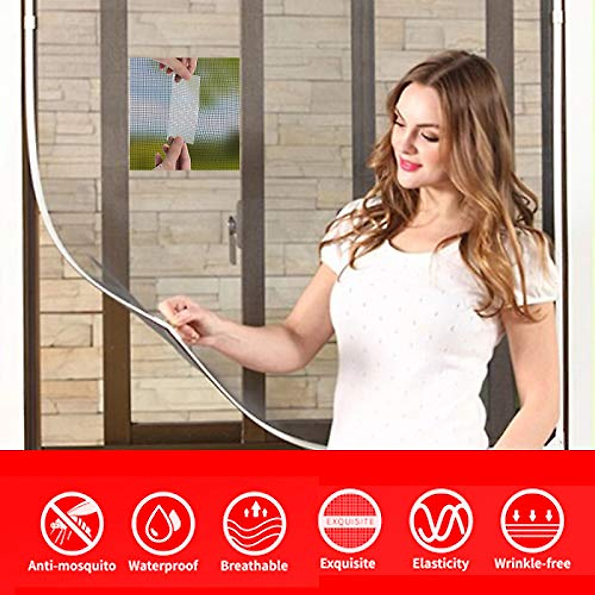 Window Screen Repair Kit Tape Fiberglass Repair Kit for Window Screen and Screen Door Tears Holes 3-Layer Strong Adhesive Window Screen Mesh Repair Waterproof Screen Repair Kit（2"×80 "）Grey