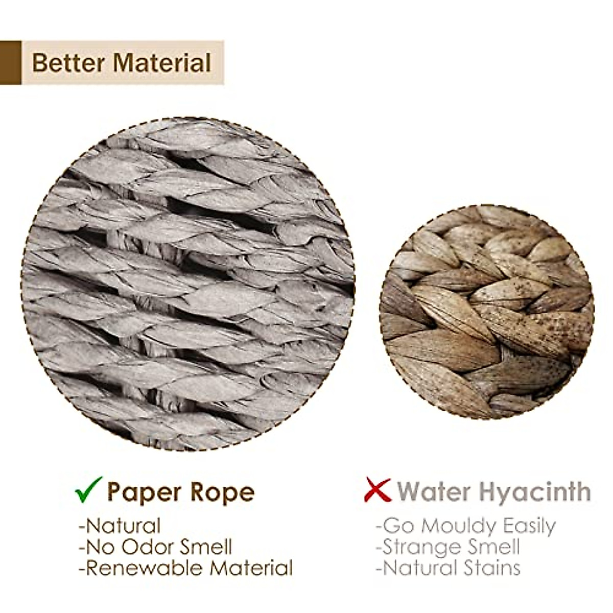 AELS Woven Baskets for Storage, Natural Hand-woven Storage Baskets for Organizing, Cubby Cubes Storage Bins for Shelves, 11" Modern Farmhouse Square Storage Cubes with Handles, Dark Gray, 2 Pack