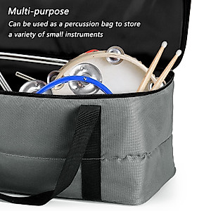 YOUEON Bongo Drum Bag with Carrying Grip, 18 Inch Standard Size Padded Bongo Gig Bag Bass Drum Fabric Bag with Dense Protective Interior Padding, Grey