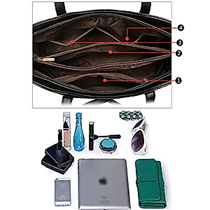 FiveloveTwo Women Ladies 2Pcs Purse and Handbags Tote PU Stiching Top Handle Satchel Shoulder Bag Clutches Black