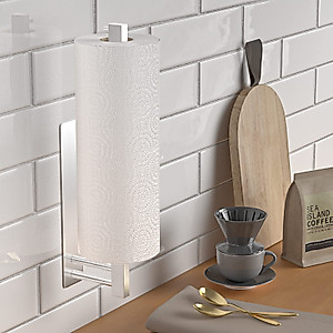 Paper Towel Holder Under Cabinet, YAYINLI Adhesive Paper Towel Holders Wall Mount - Hanging Paper Towel Rack Under Counter for Kitchen, Bathroom, SUS304 Stainless Steel Rustproof