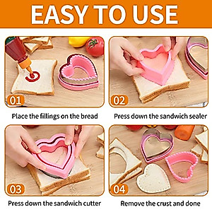 Sandwich Cutter and Sealer Set,14 Pcs Uncrustables Maker Bread Cutters DIY Cookie Cutters Fruit Vegetable Cutter Shapes for Kids Boys & Girls Bento Lunch Box with 16 pcs Animal Food Picks