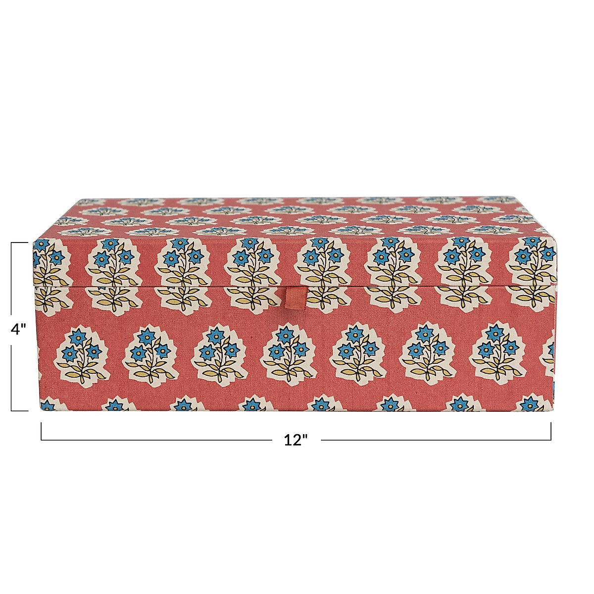 Creative Co-Op Fabric Covered Jewelry Box with Floral Pattern and Interior Mirror, Multicolor
