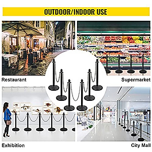 VEVOR Plastic Stanchion, 6pcs Chain Stanchion, Outdoor Stanchion w/ 6x39.5inch Long Chains, PE Plastic Crowd Control Barrier for Warning/Crowd Control at Restaurant, Supermarket, Exhibition, City Mall