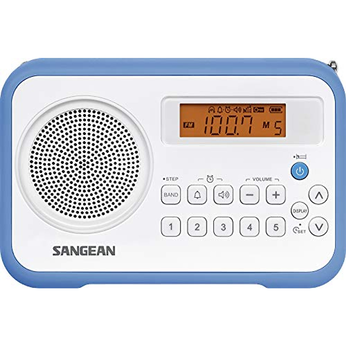Sangean PR-D18BU AM /FM / Portable Digital Radio with Protective Bumper (White/Blue)