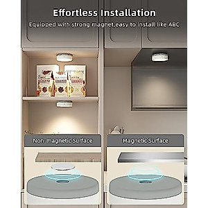 Rechargeable Color Changing Puck Lights, 1600mAh Battery Powered Tap Light with Remote Magnetic Push lights Stick On Closet Lights Wireless LED USB Shelf Light RGB Under Cabinet Touch Lights Classroom